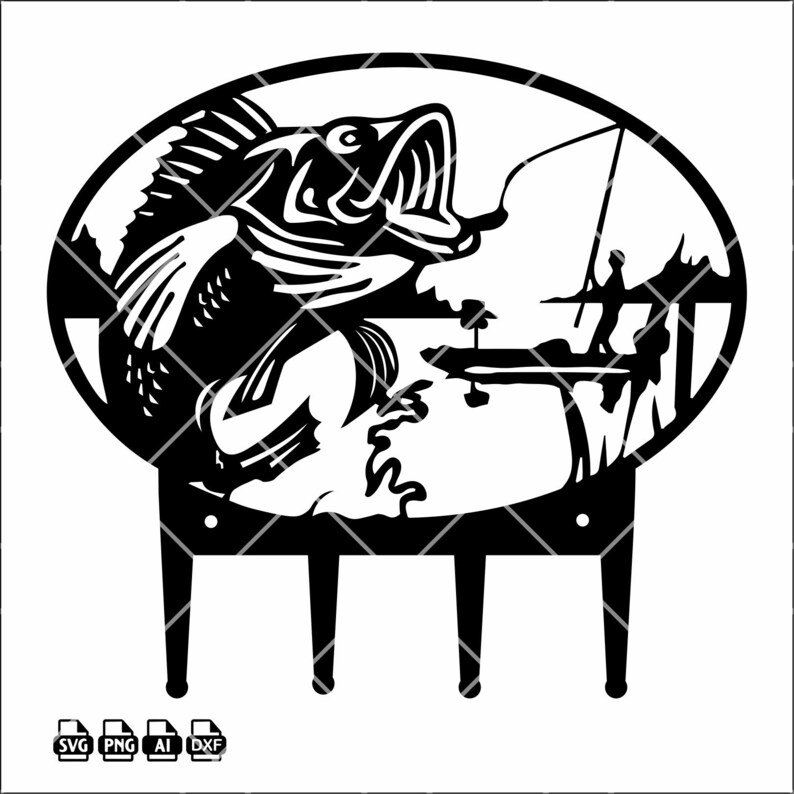 Bass Fishing Scene SVG: Laser Cut File for Cricut, Glowforge - Etsy