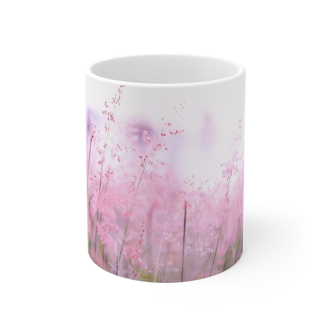 Pink Muhly Grass Mug, Grass Cup, Flower Mug, Ceramic Coffee Cup ...