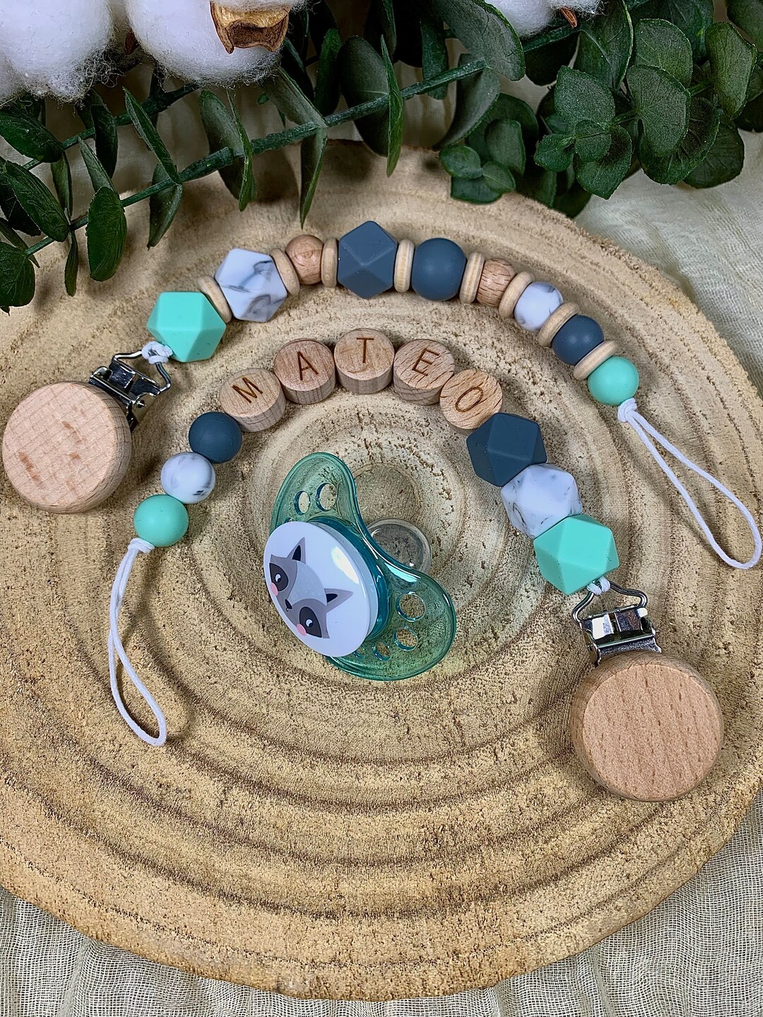 Homemade Pacifier Chain Blue/turquoise/white With and Without Name ...