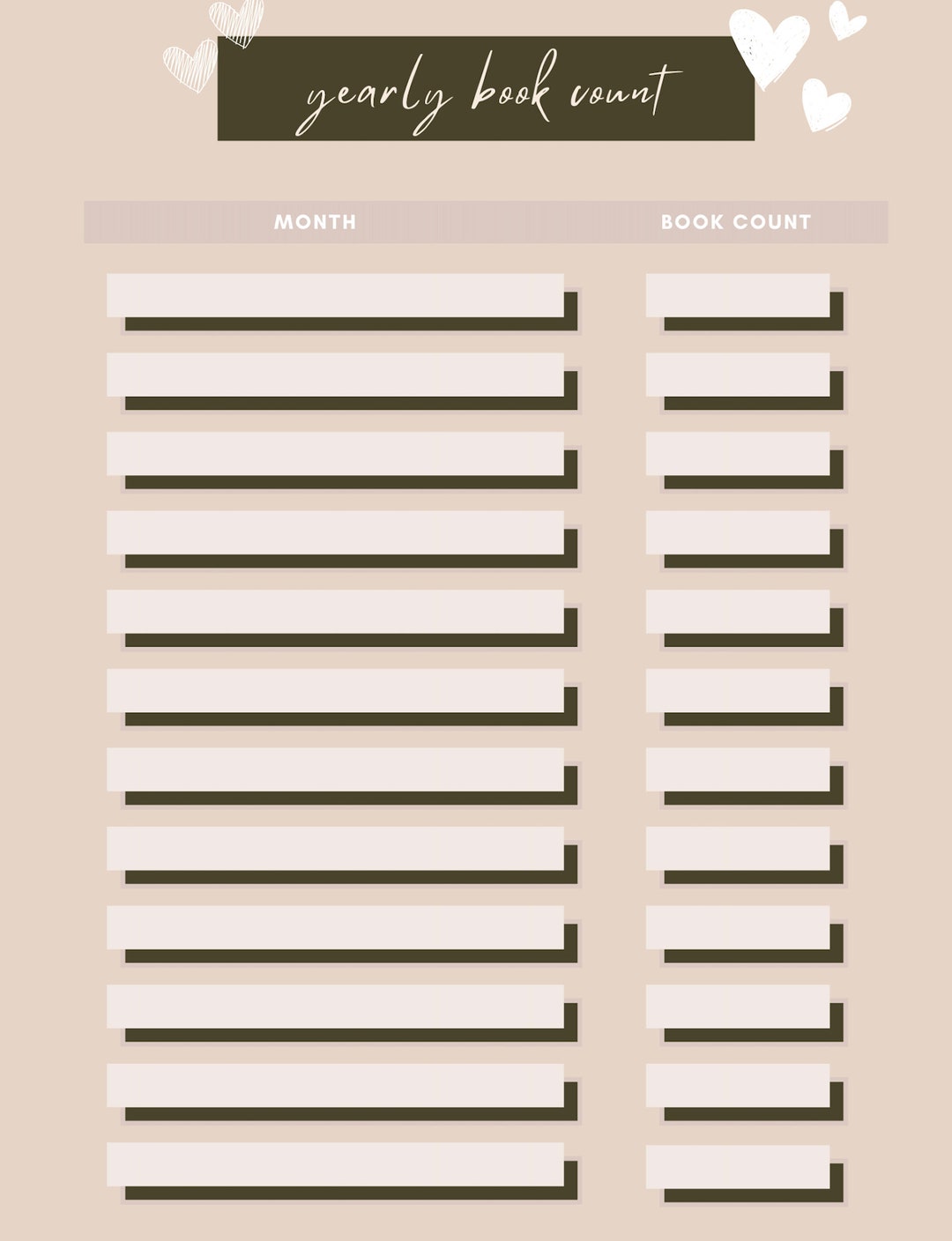Yearly Book Count Instant Download - Etsy