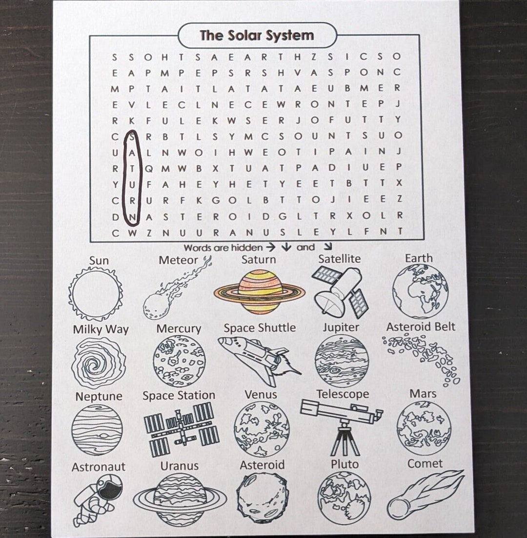 Solar System Word Search and Coloring Page - Etsy UK