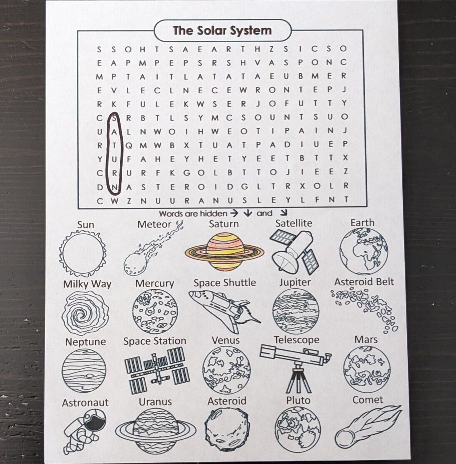 Solar System Word Search and Coloring Page - Etsy UK