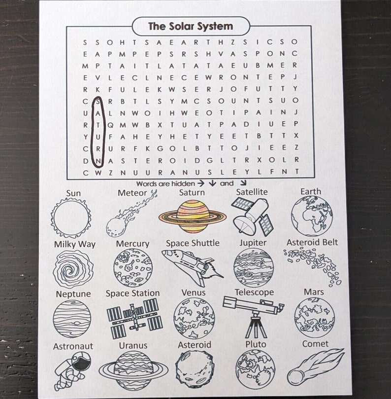 Solar System Word Search and Coloring Page - Etsy UK