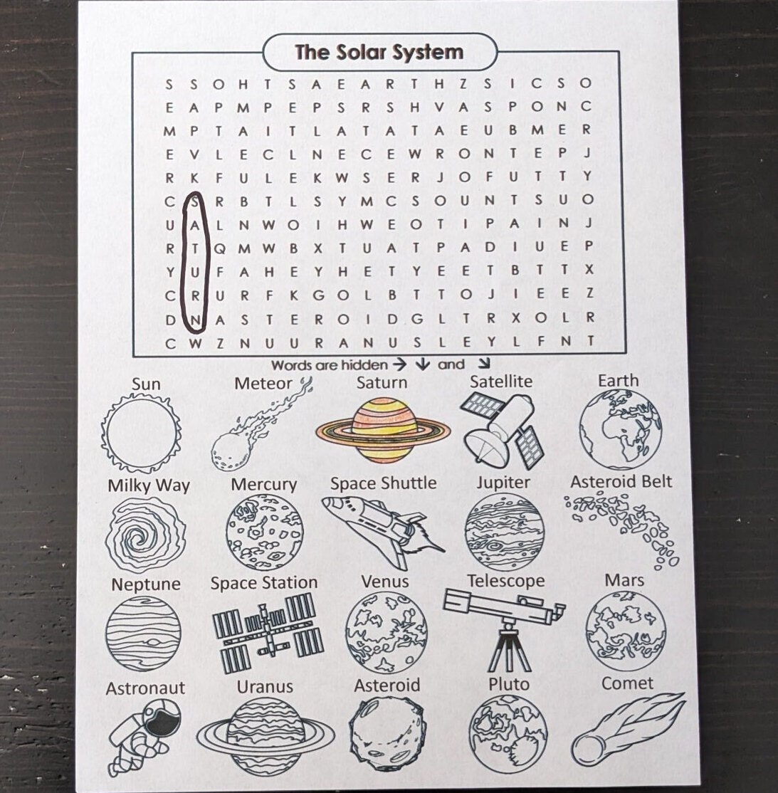 Solar System Word Search and Coloring Page - Etsy UK