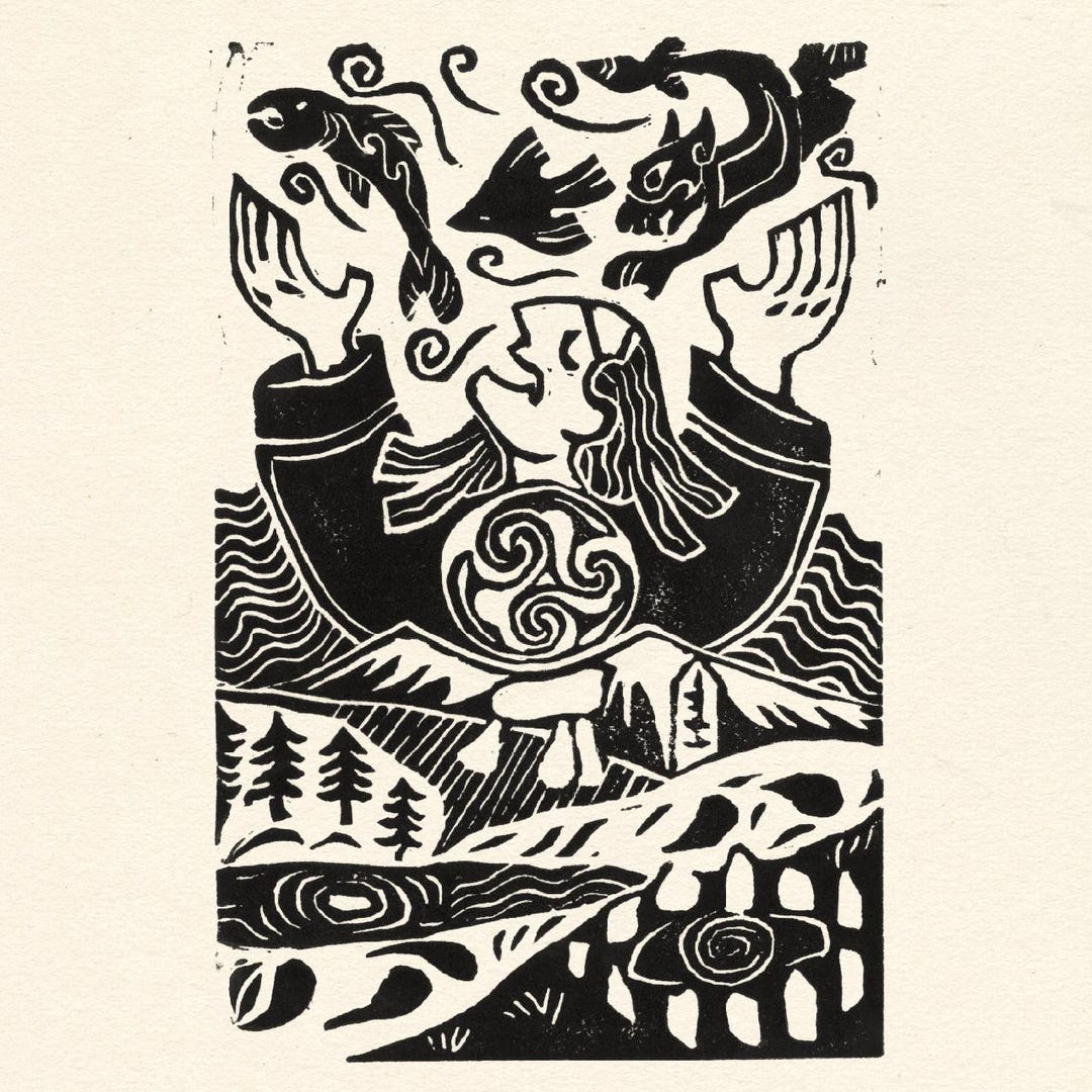 Handmade Irish Mythology Linocut Print- ‘giant of the Mountain’ - Etsy