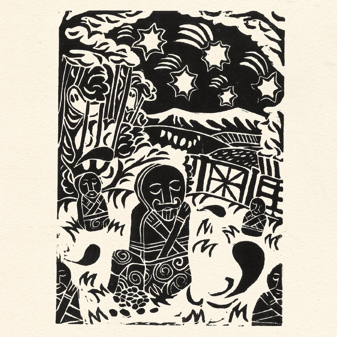 Handmade Irish Mythology Linocut Print- ‘janus Stone’ - Etsy