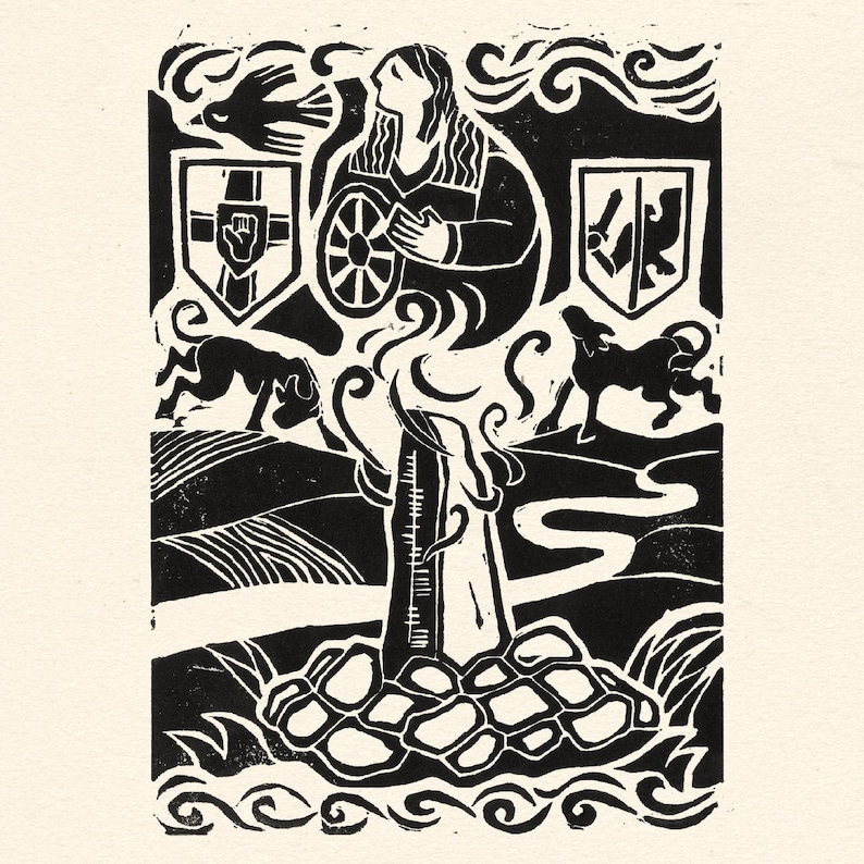 Handmade Irish Mythology Linocut Print- ‘the Táin’ - Etsy