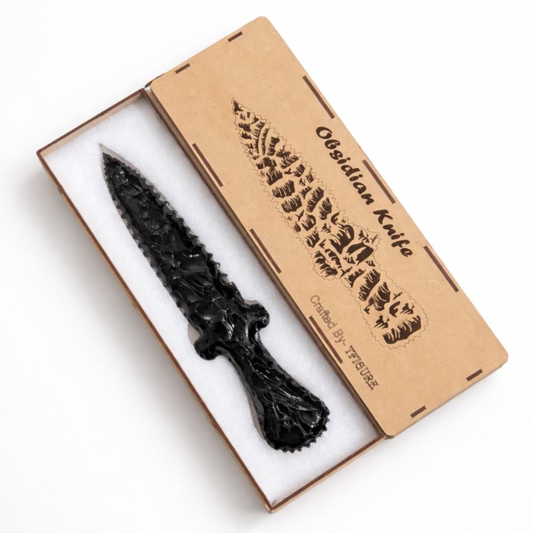 Black Obsidian Knife 10” With Free Woodenbox,rare Ritual Knife, Pagan ...