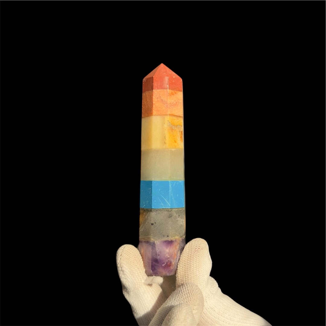 Natural Stone Seven Chakra Obelisk, Crystal Tower, Pencil Points ...