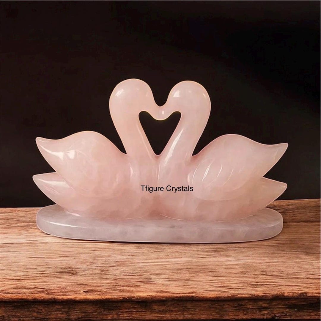 Rose Quartz Duck Pair: Love Birds Display Piece (100mm/4 Inches), Home ...