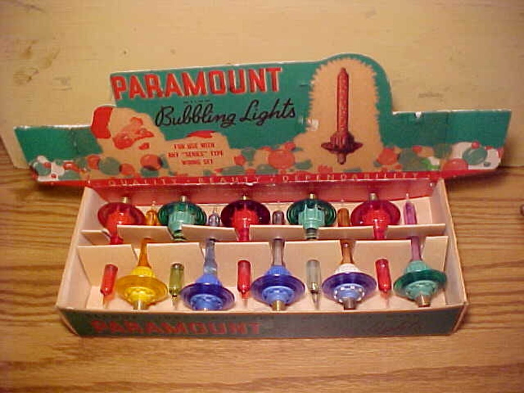 10 Vintage 1948 PARAMOUNT C6 Christmas Bubble Light Replaceable Set Cat ...