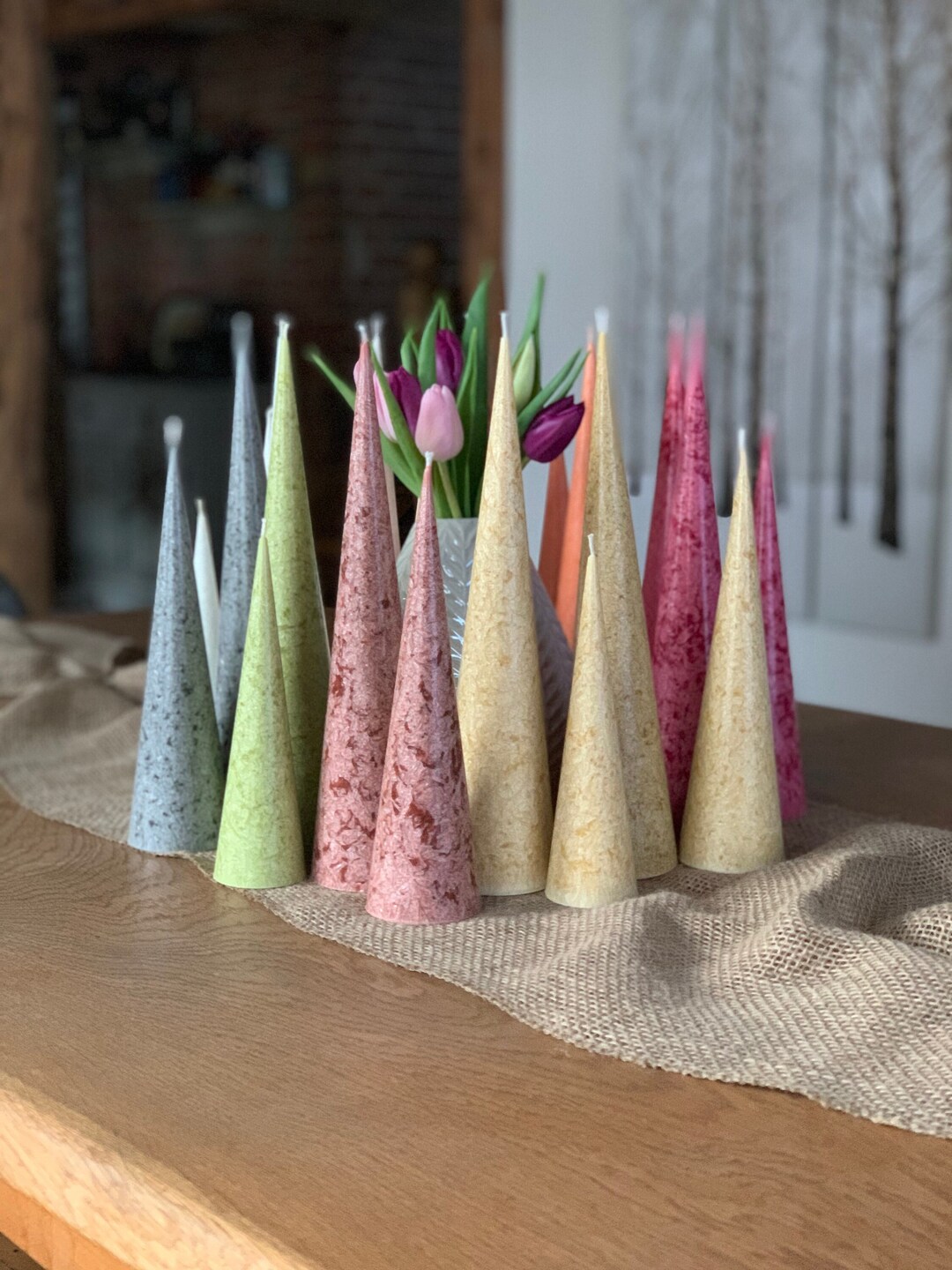 Cone-shaped Candle Made of Stearin Vegan Cone Candle Crystal Candle ...