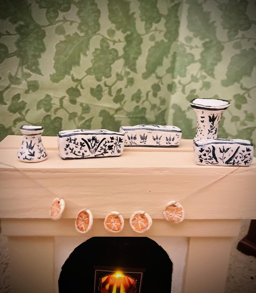 Miniature Delft Style "flower Brick" - Etsy