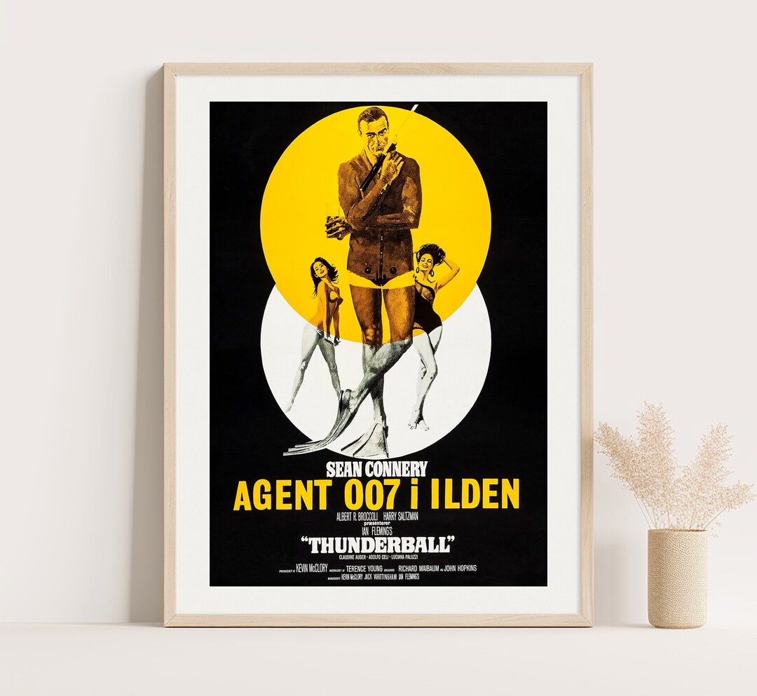 James Bond Danish Movie Poster | Agent 007 Thunderball Sean Connery | Classic Movie Poster ...