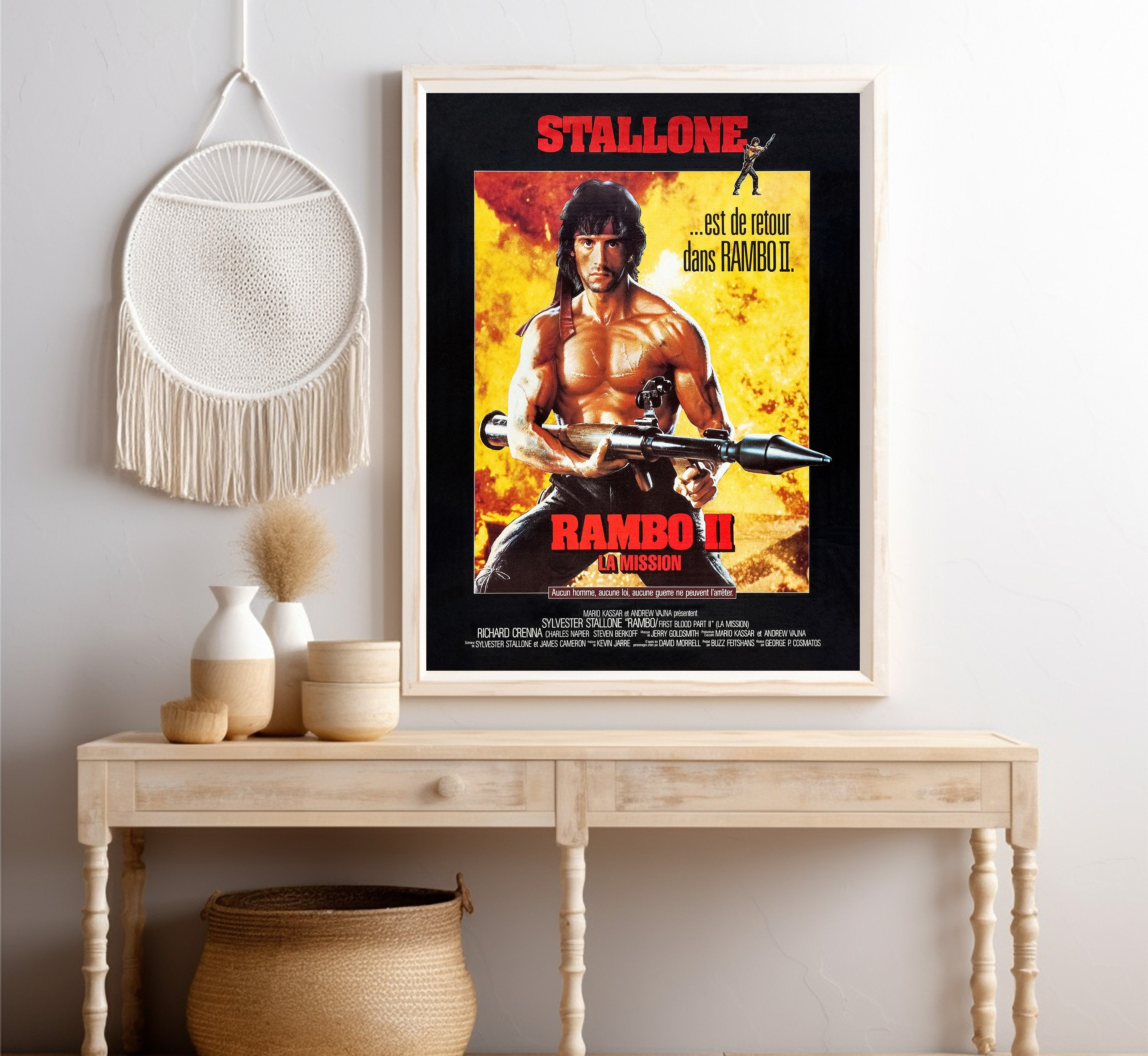 Rambo 2 Movie Poster Sylvester Stallone Movie Poster Vintage Wall Art ...