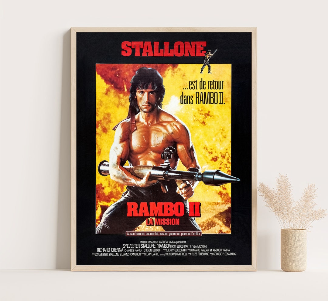 Rambo 2 Movie Poster | Sylvester Stallone Movie Poster | Vintage Wall Art | up to 18x24 Inches ...