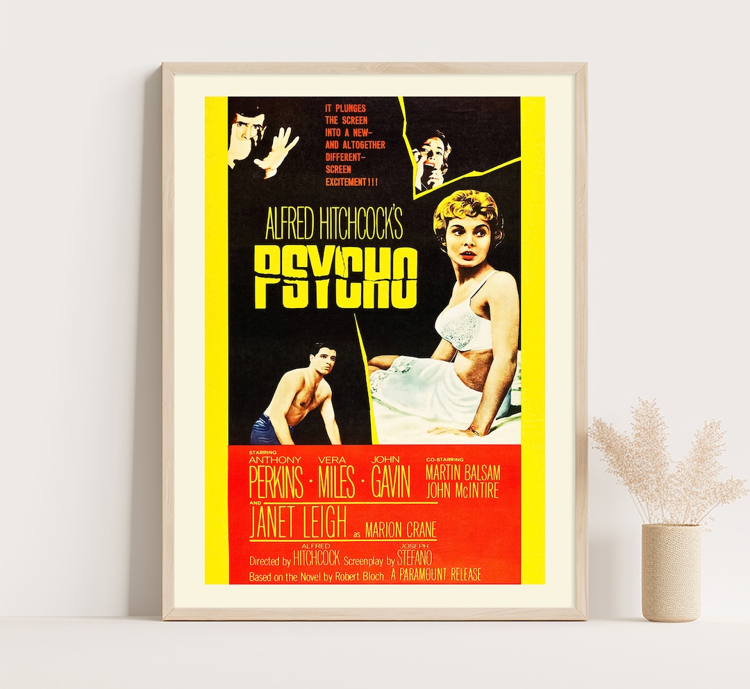 Psycho Movie Poster by Saul Bass, 1960, Alfred Hitchcock, Anthony ...