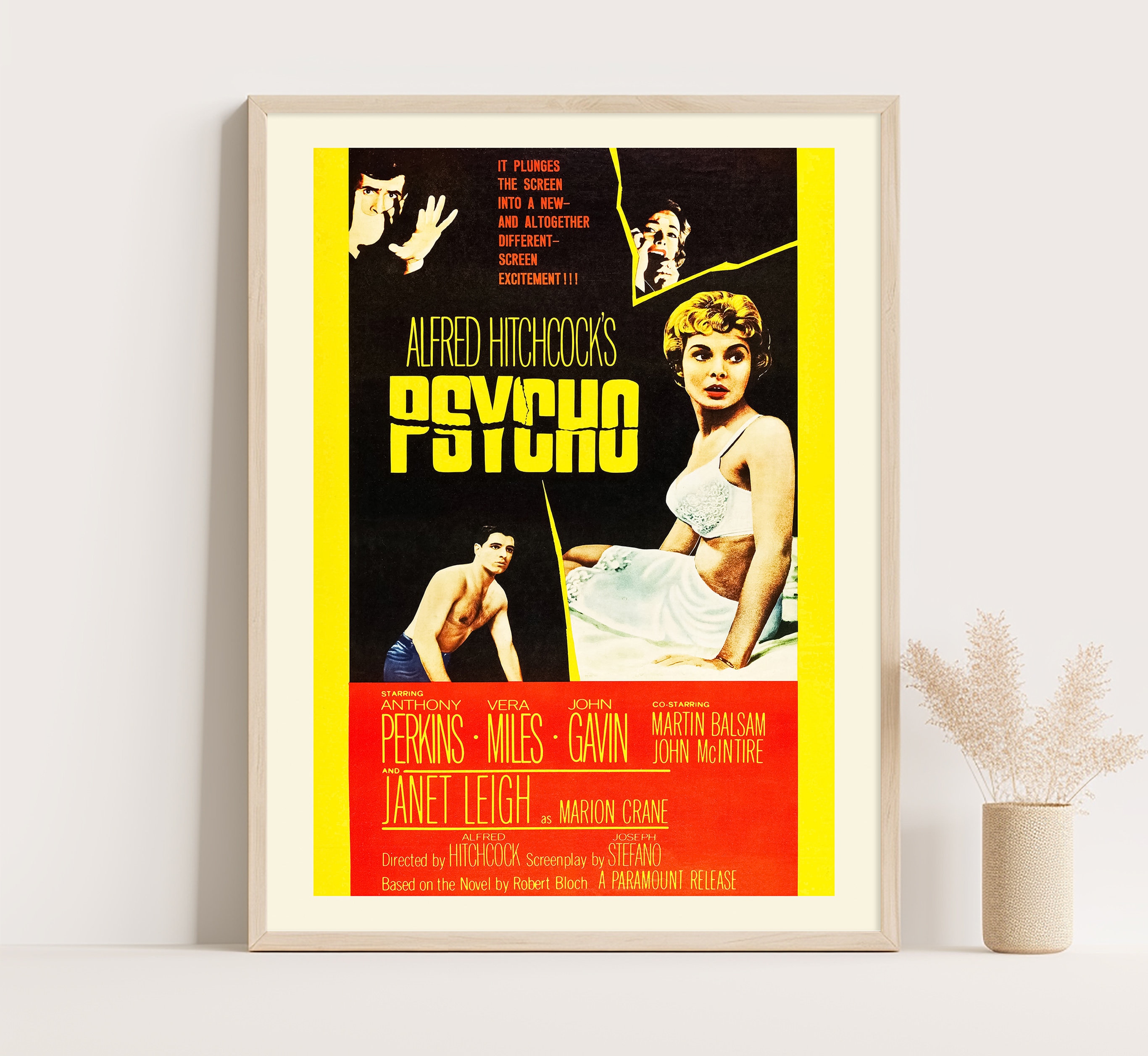 Alfred Hitchcock's Psycho Movie Poster: Vintage Wall Art - Etsy