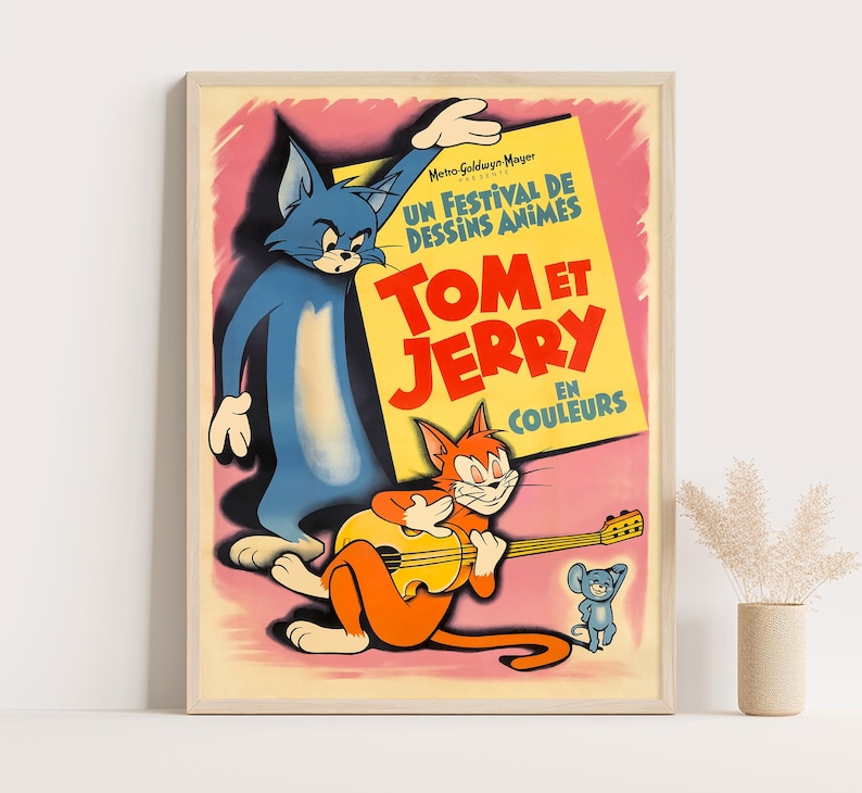 Vintage Tom and Jerry French Cartoon Poster: MGM Animation Art - Etsy