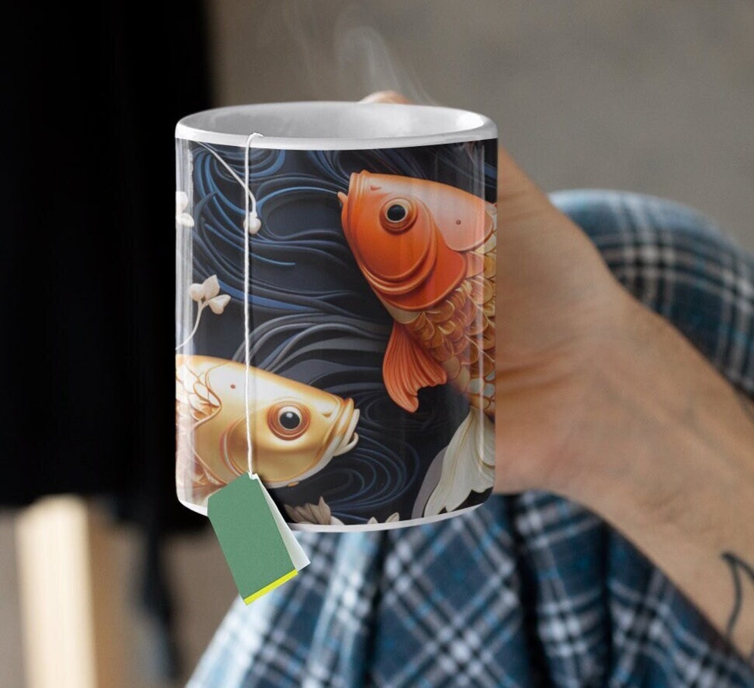 Koi Fish Mug, Japanese, Koi, Carp, Fish, Mug, Coffee Mug, Koi Pond, Koi ...