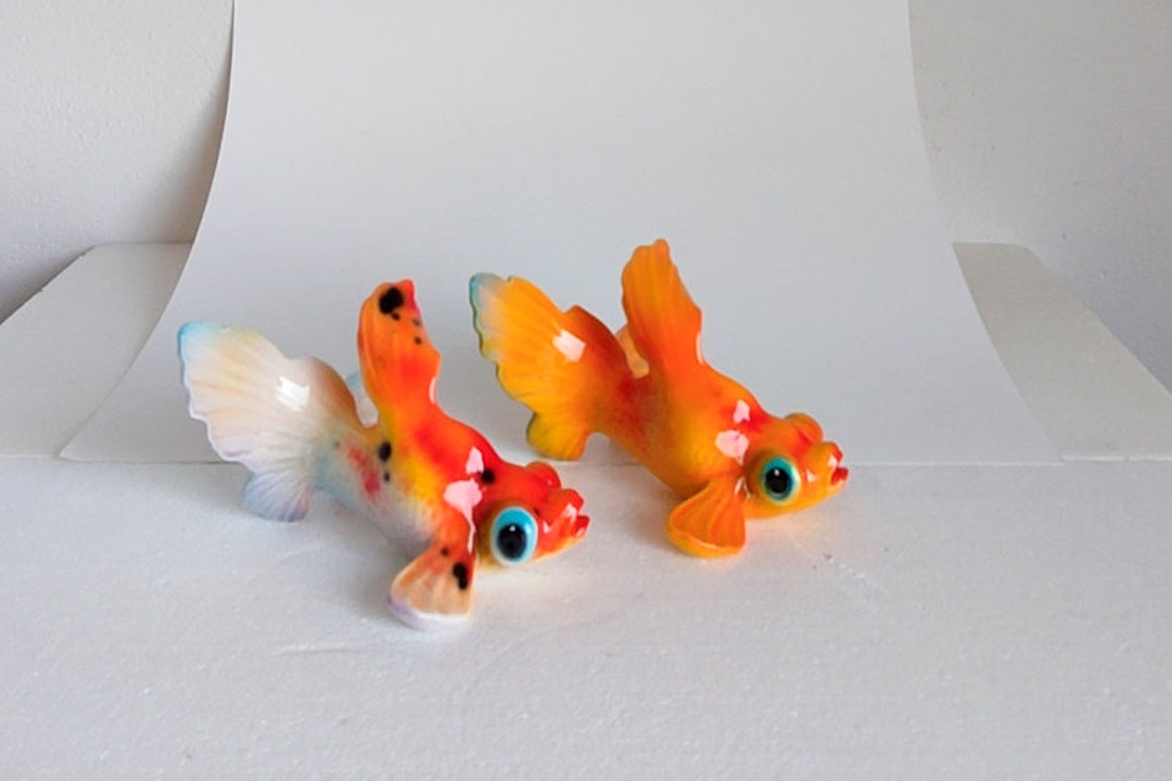 Hand-painted Ceramic Goldfish pair. - Etsy