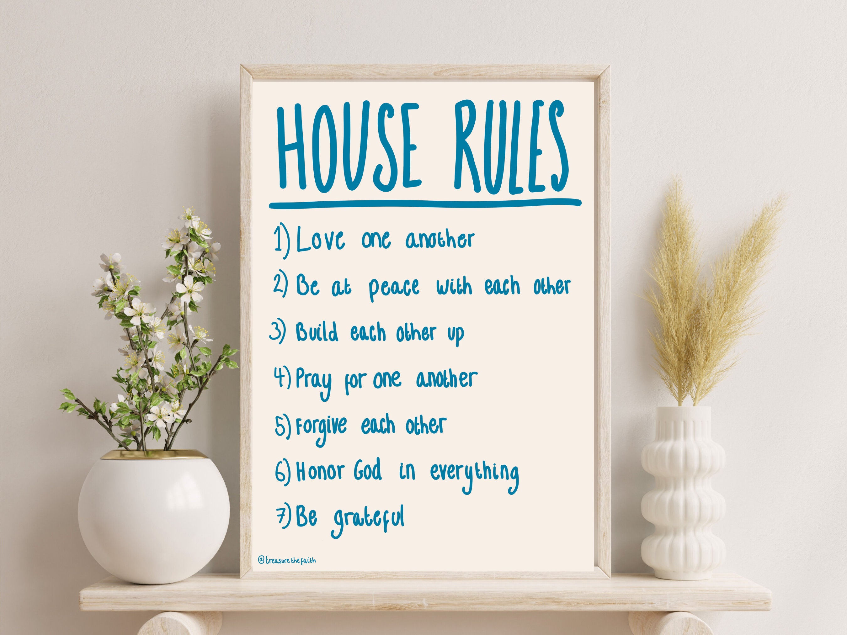 Hand-drawn House Rules Print: Personalized Family Wall Art - Etsy