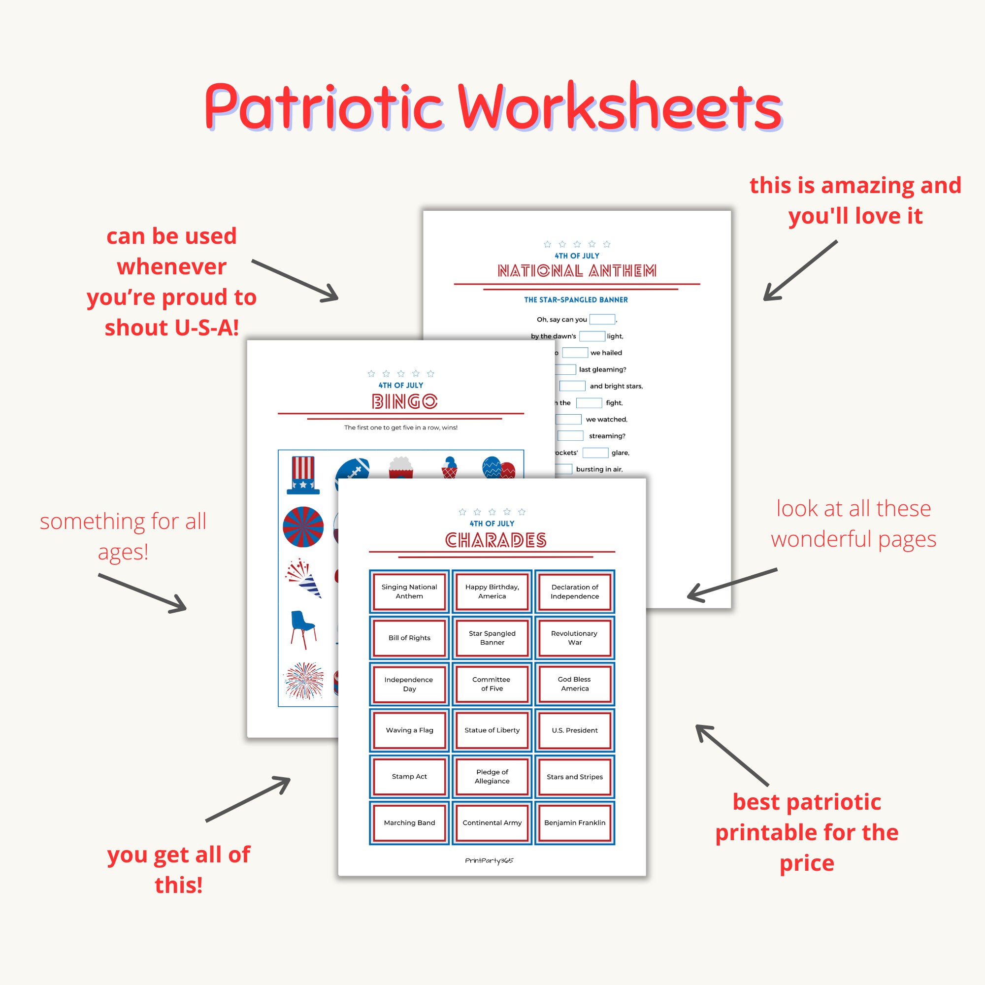 Patriotic Worksheets for All Ages - Etsy
