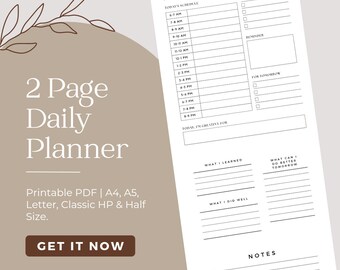 A5 Daily Planner Inserts, Daily Overview Printable, Day on One Page ...