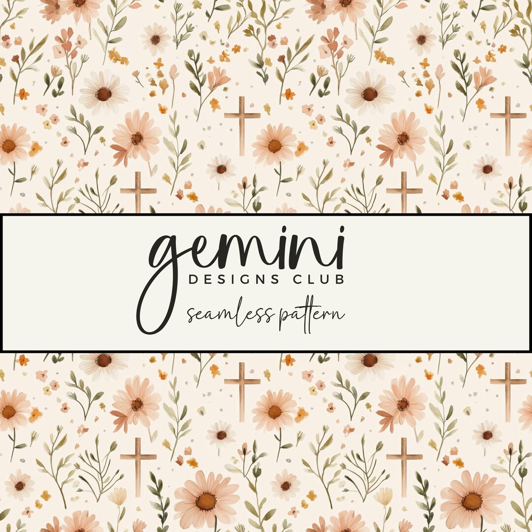 Sunflower Floral Christian Cross Seamless Pattern, Fabric Background ...