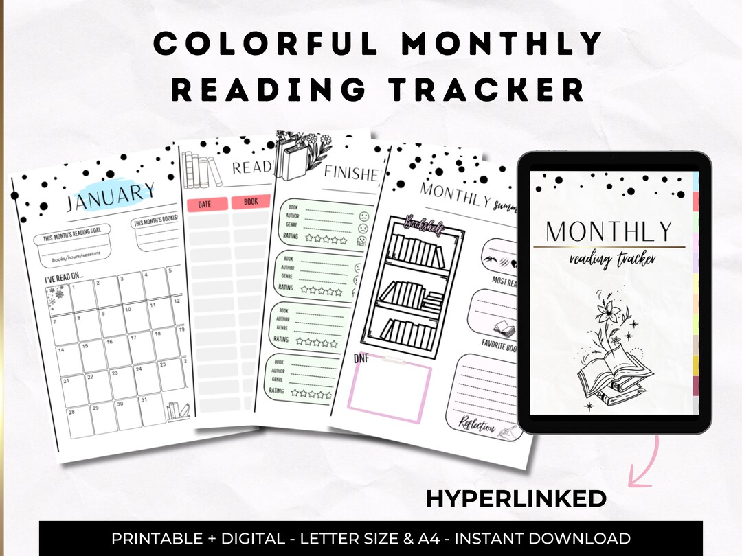 Colorful Monthly Reading Tracker | Book Reading Tracker | Reading ...