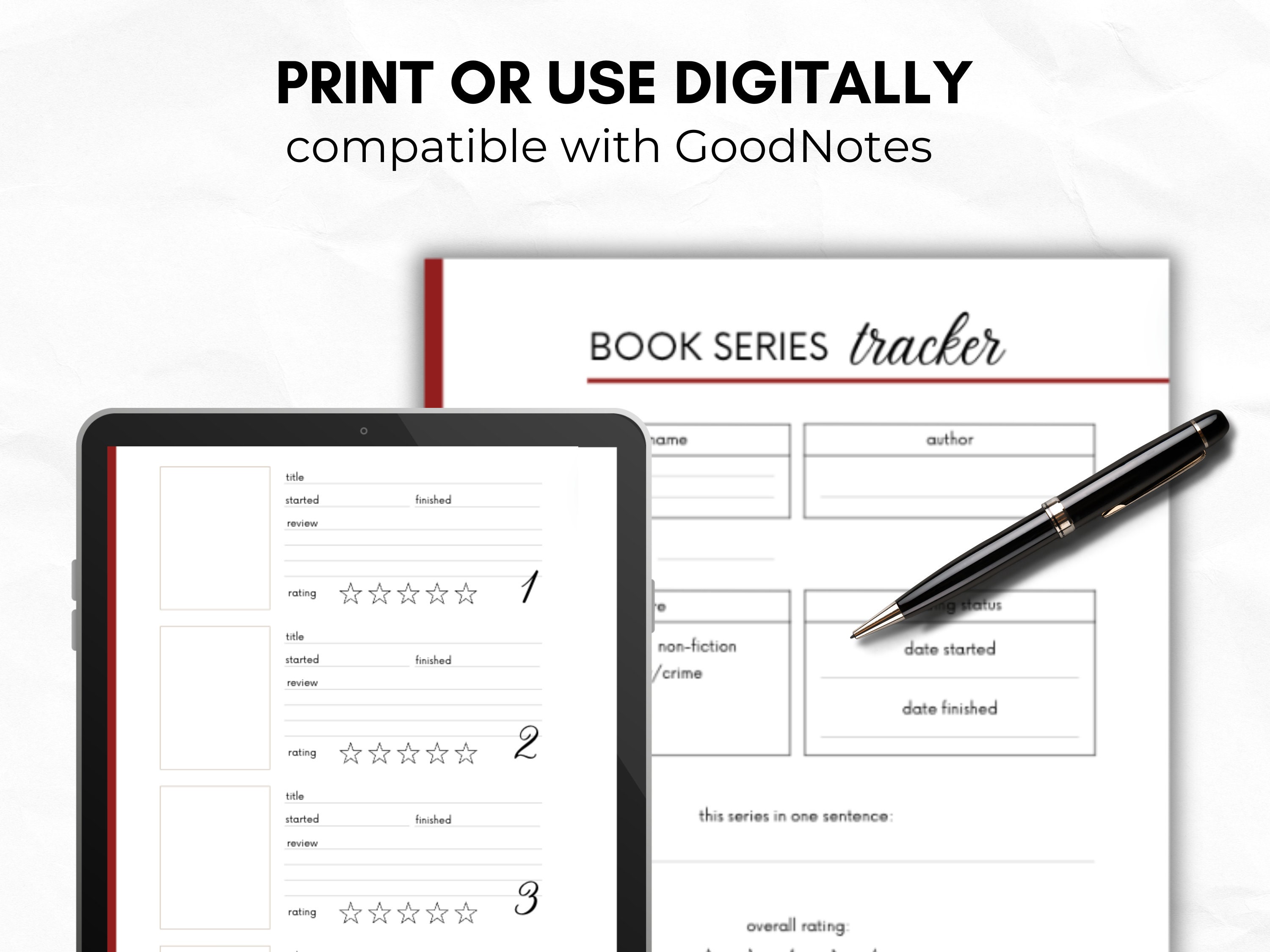 Book Series Tracker | Printable PDF | Fillable | Instant Download | A4 ...