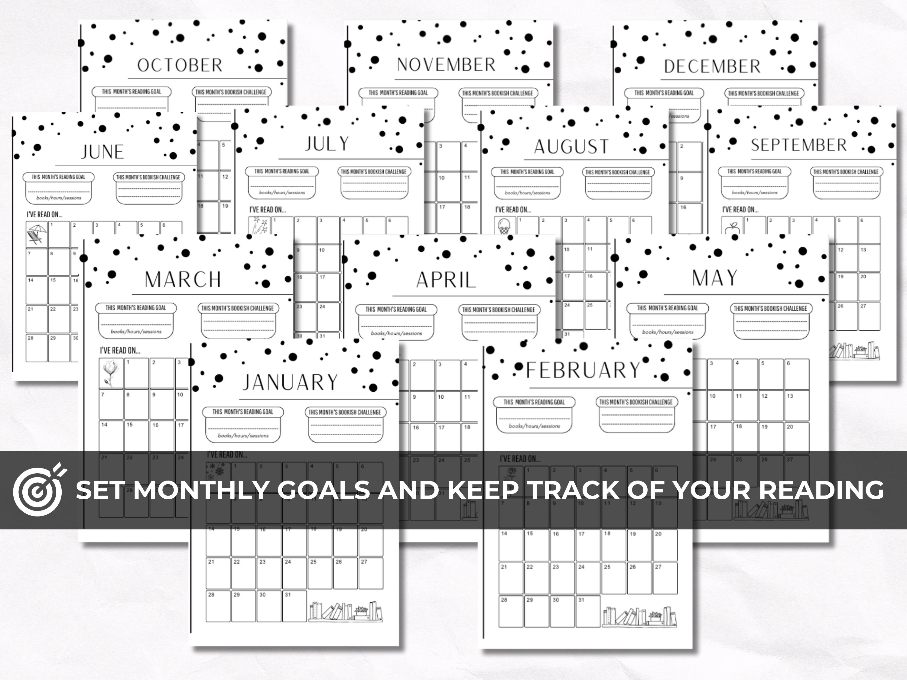 Monthly Reading Tracker | Book Reading Tracker | Reading Tracker ...
