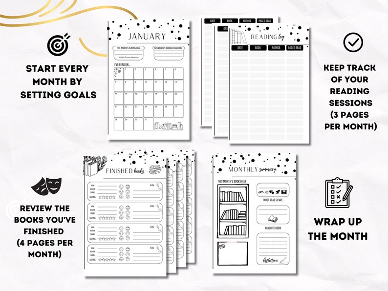 Monthly Reading Tracker | Book Reading Tracker | Reading Tracker ...