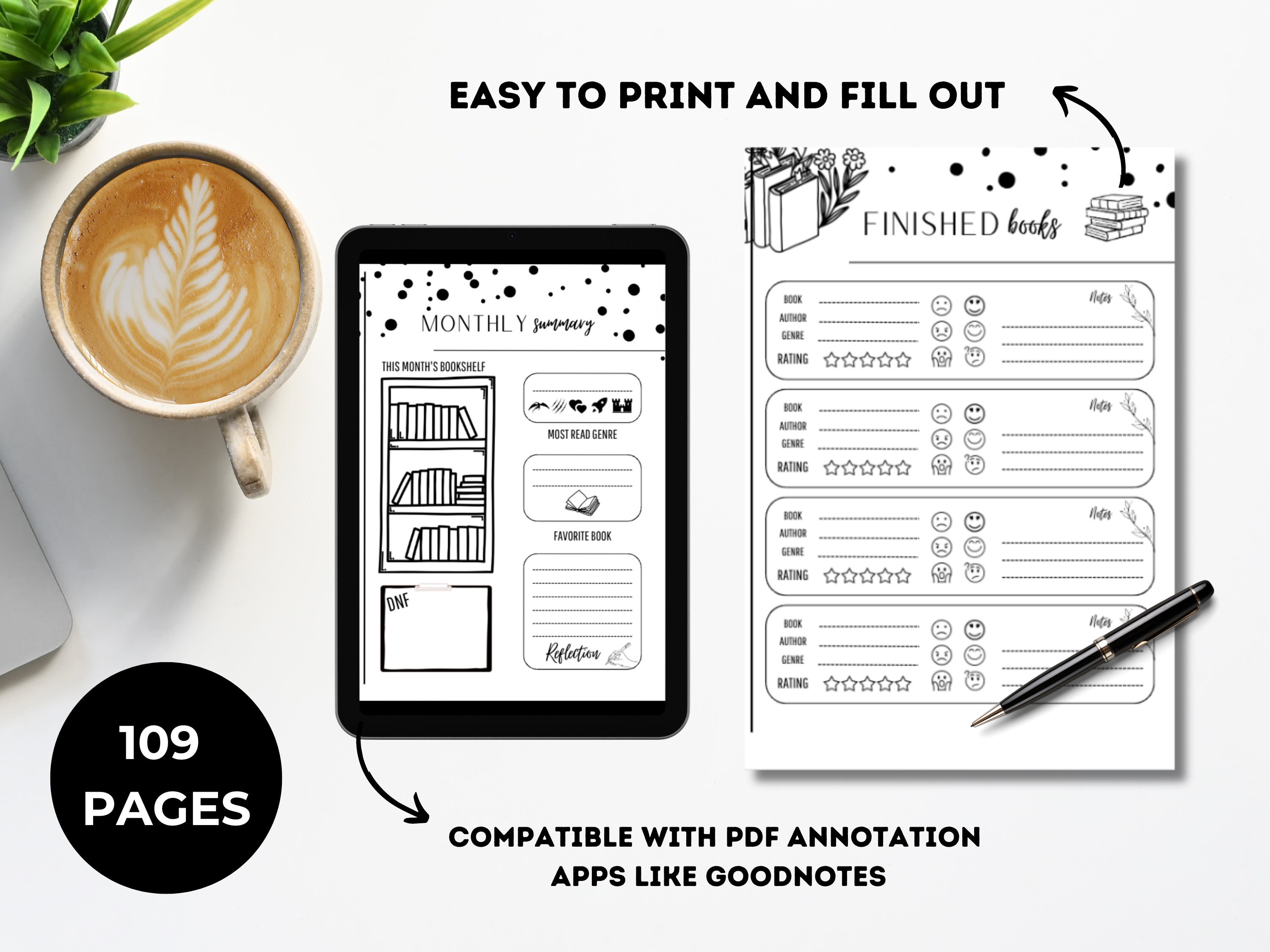 Monthly Reading Tracker | Book Reading Tracker | Reading Tracker ...
