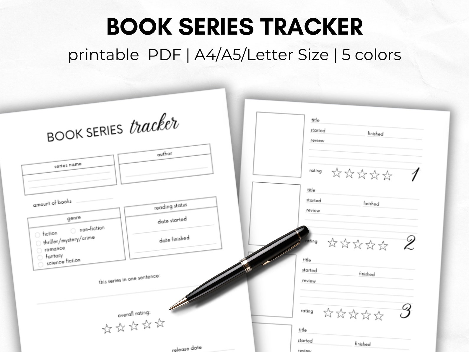 Book Series Tracker | Printable PDF | Fillable | Instant Download | A4 ...