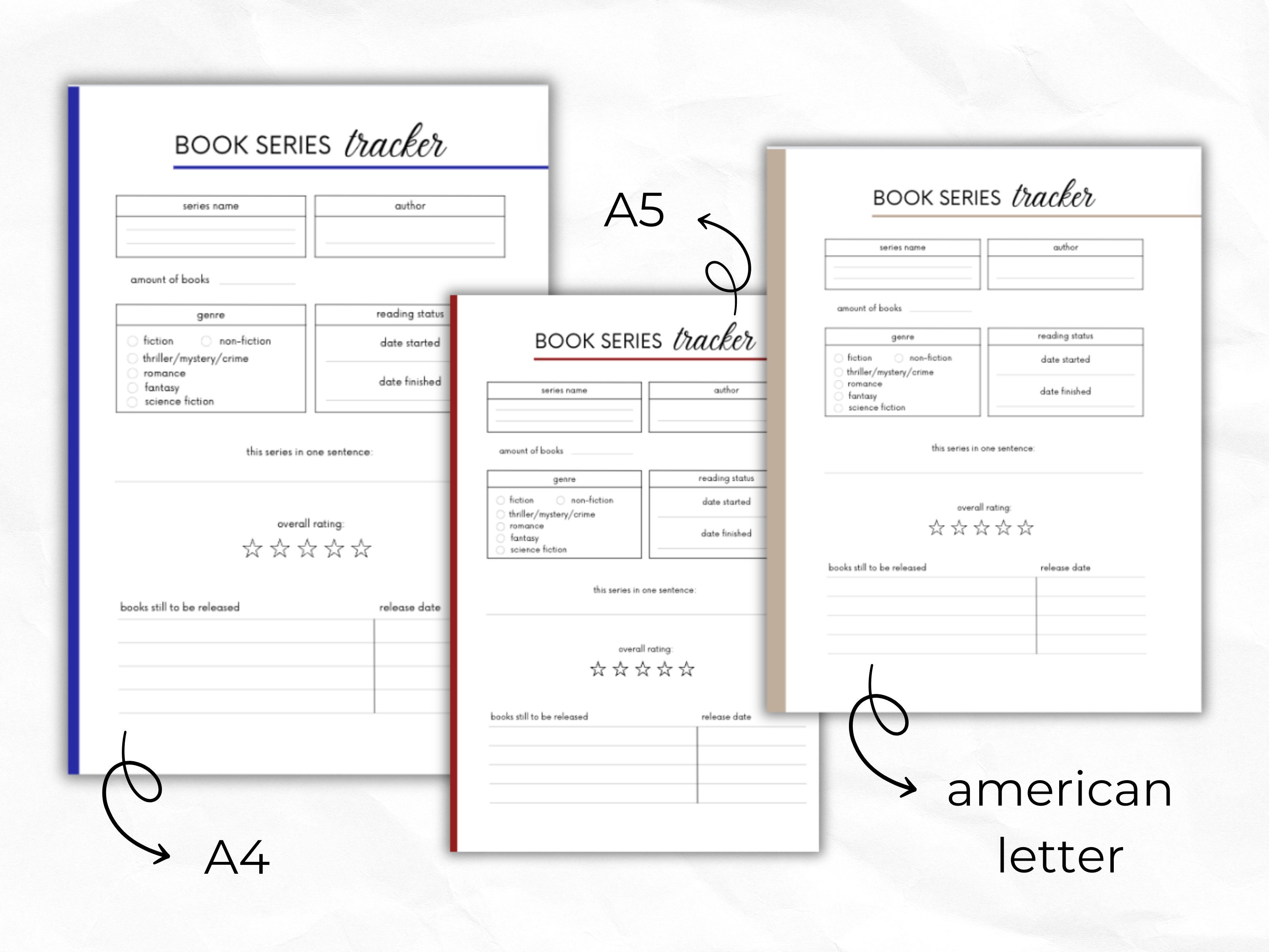 Book Series Tracker | Printable PDF | Fillable | Instant Download | A4 ...
