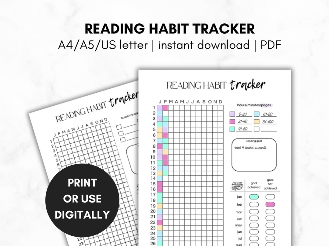 Reading Habit Tracker | Printable Tracker | Daily Habit Tracker | PDF ...