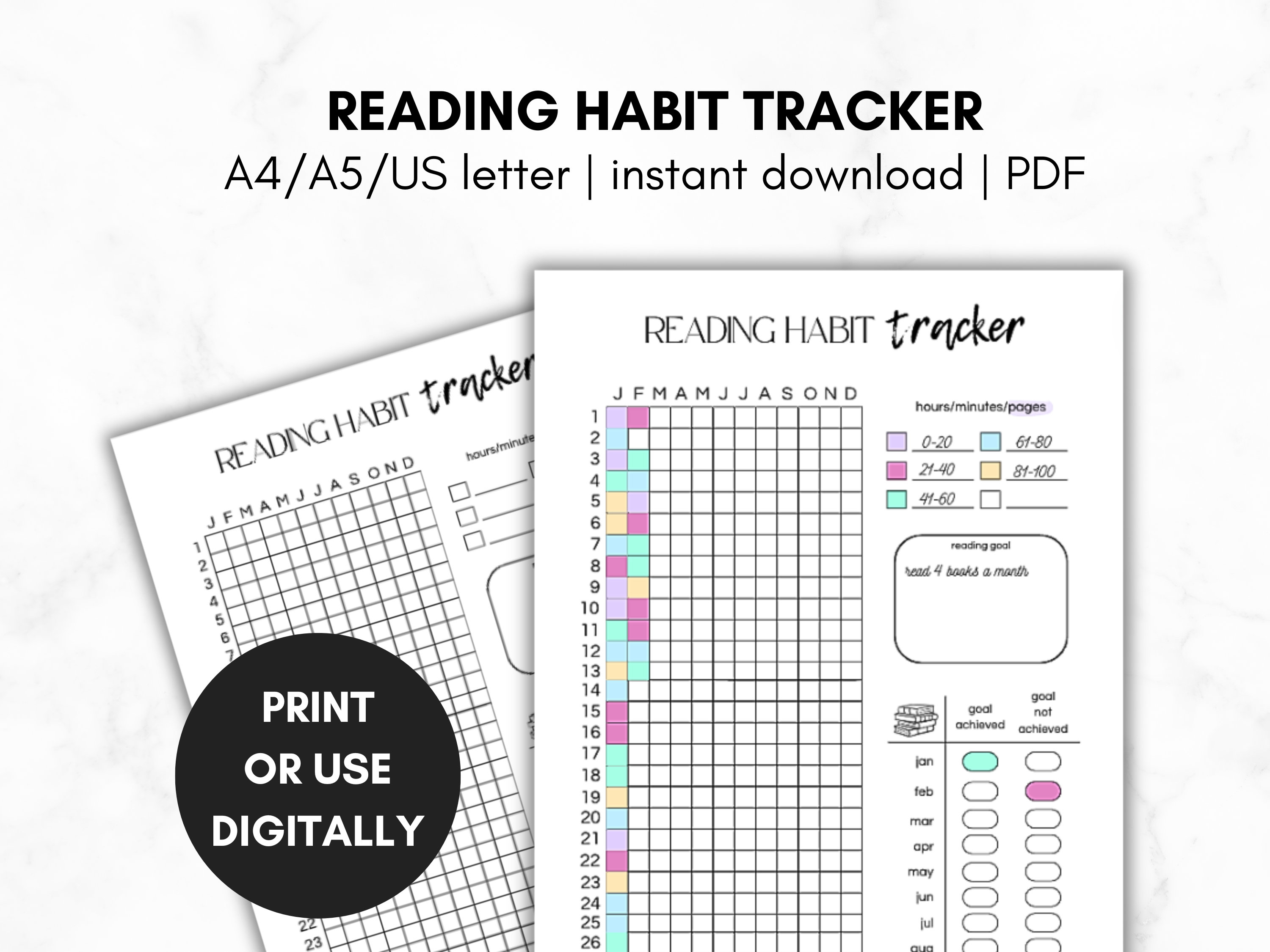 Reading Habit Tracker | Printable Tracker | Daily Habit Tracker | PDF ...