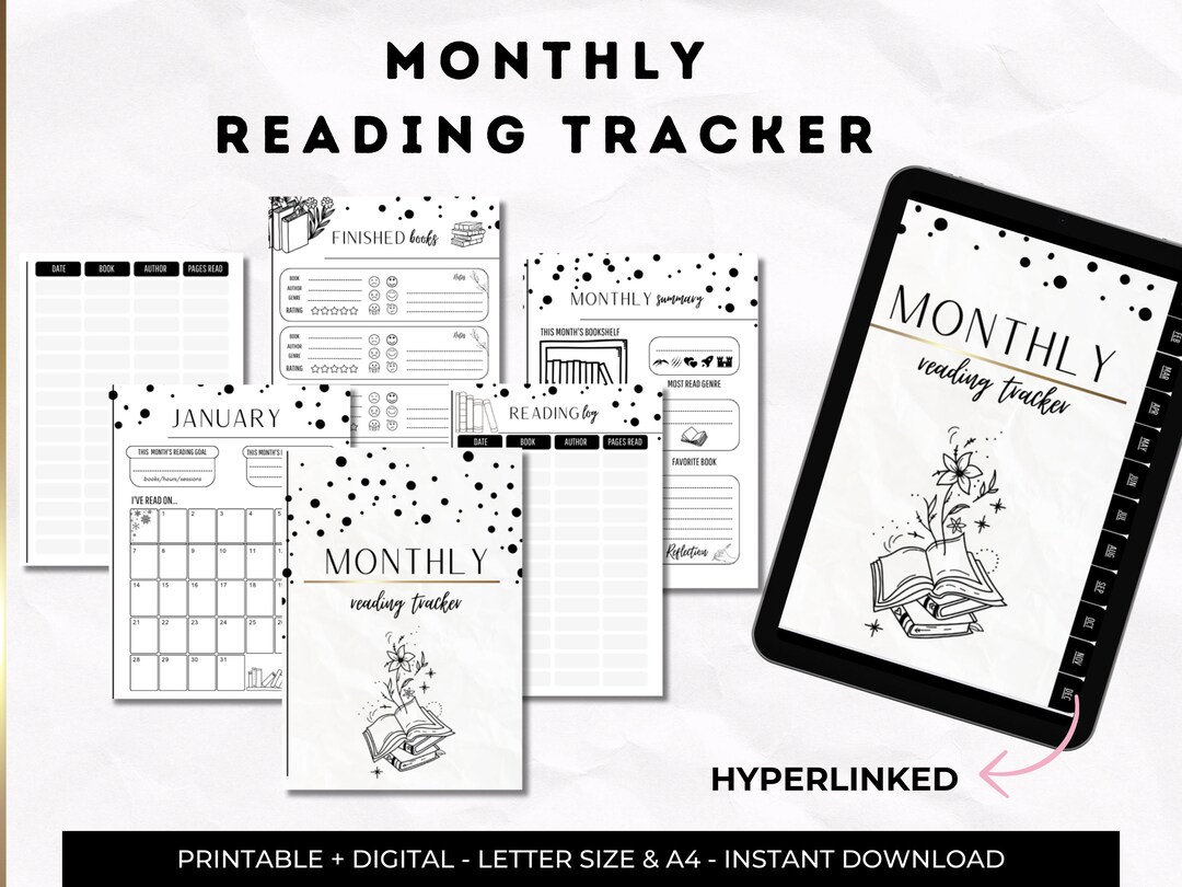 Monthly Reading Tracker | Book Reading Tracker | Reading Tracker ...