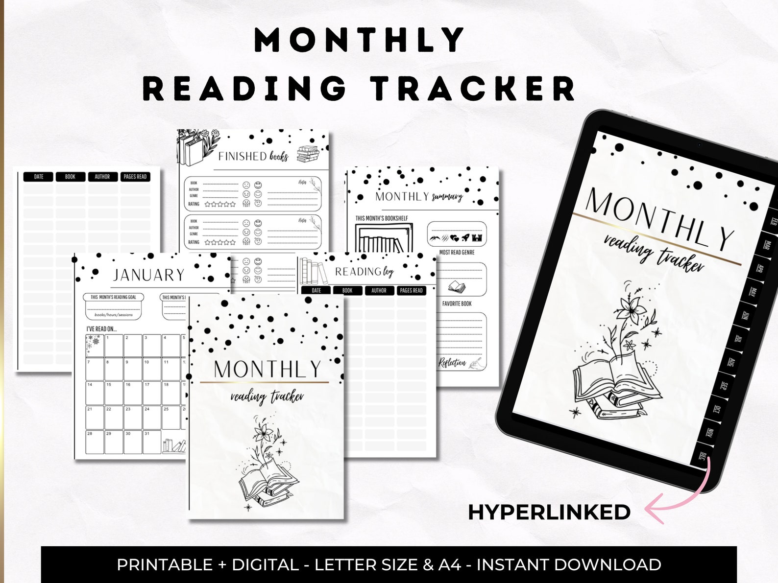 Monthly Reading Tracker | Book Reading Tracker | Reading Tracker ...