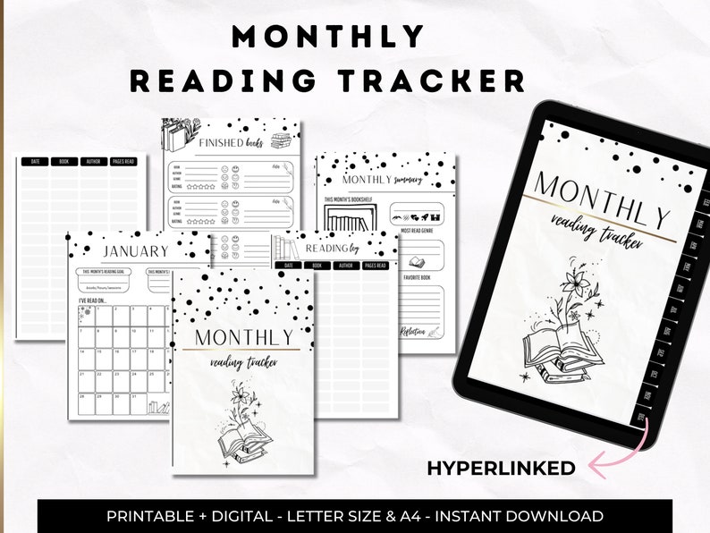 Monthly Reading Tracker | Book Reading Tracker | Reading Tracker ...