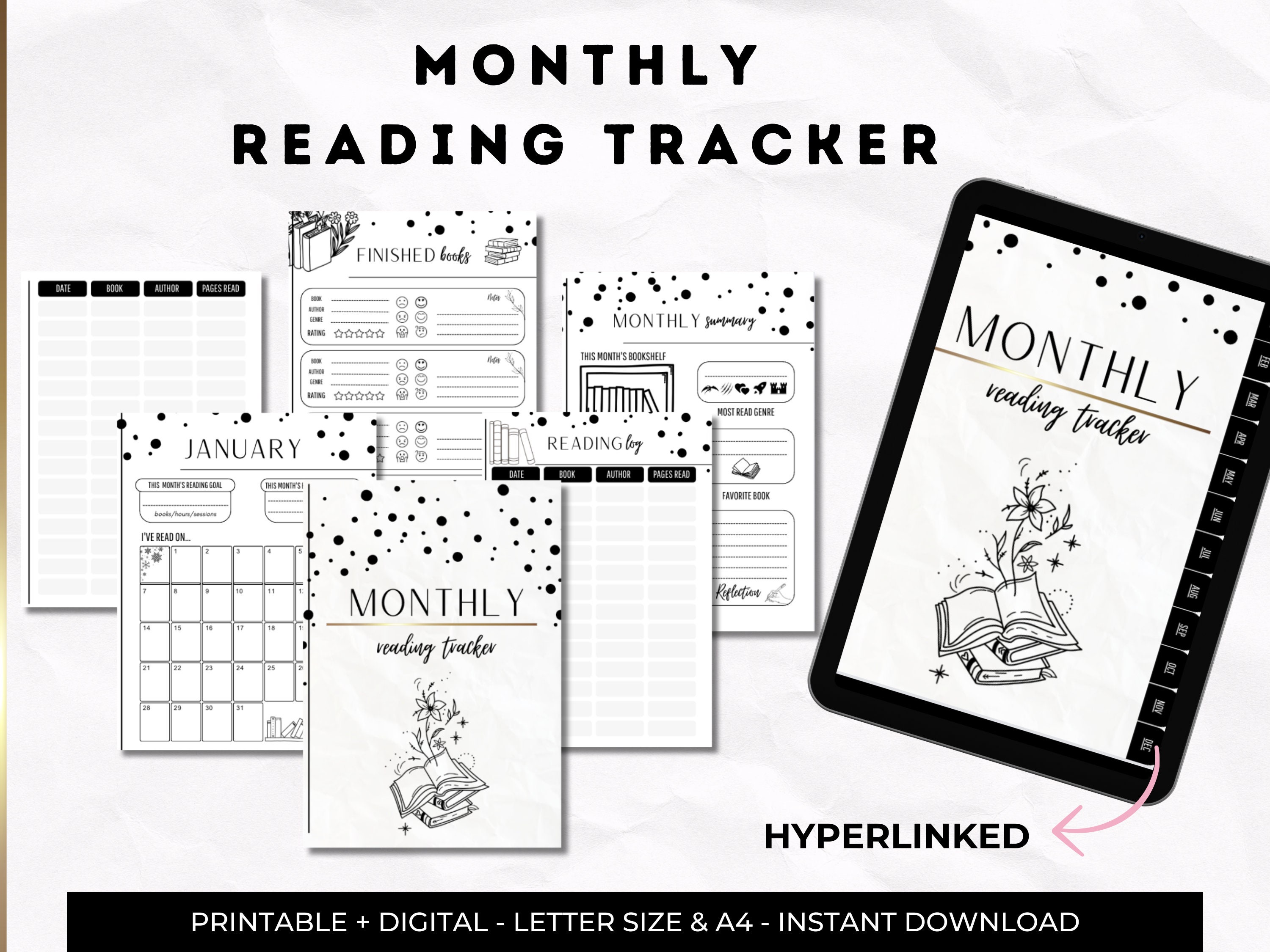 Monthly Reading Tracker | Book Reading Tracker | Reading Tracker ...