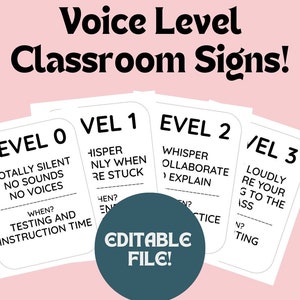 Classroom Voice Level Printable Signs SIMPLE + ELEGANT - Etsy