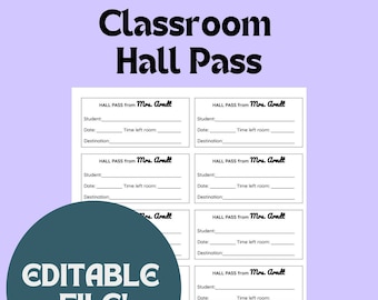 Classroom Hall Pass Hall Pass Lanyard Set Teacher Hall Pass Custom Hall ...
