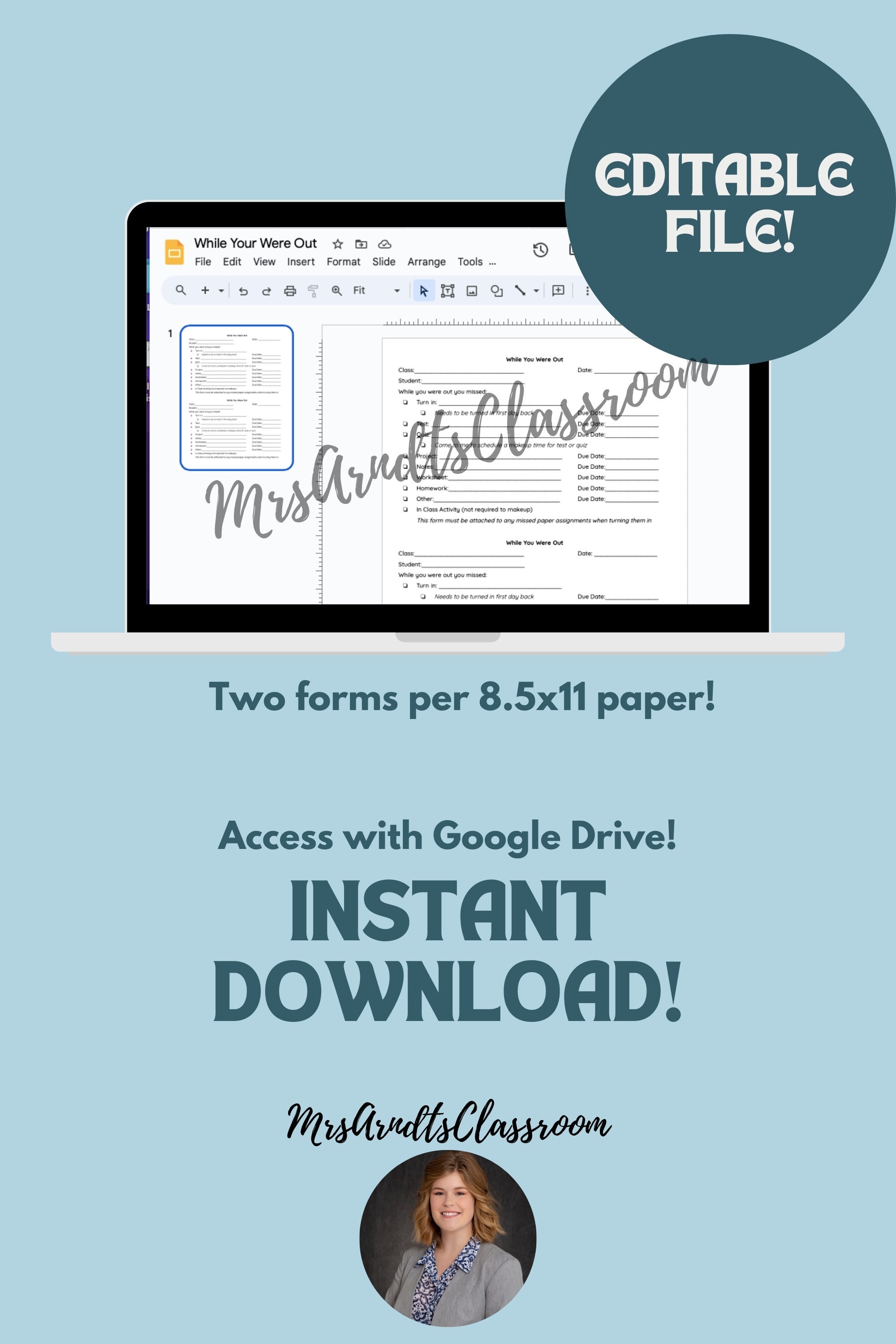 Classroom "while You Were Out" Form ** Time Saver* INSTANT DOWNLOAD - Etsy