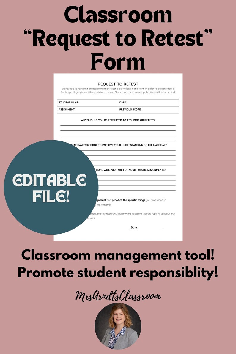 Classroom "request to Retest" ** INSTANT DOWNLOAD - Etsy