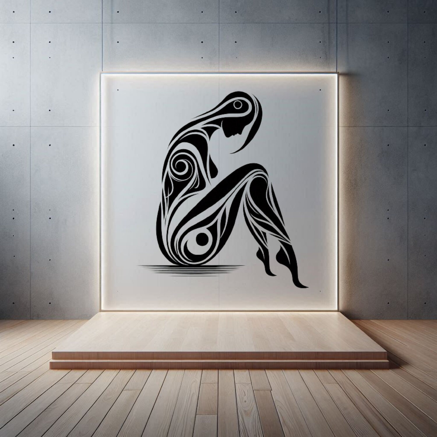 Sad Woman Line Art Silhouette 2D Stl File, Bohemian Woman Wall Art Stl ...