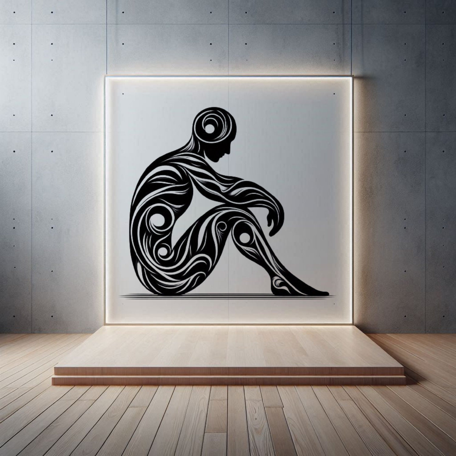 Line Art Silhouette 2D Stl File, Sad Man, Bohemian Man Wall Art Stl ...