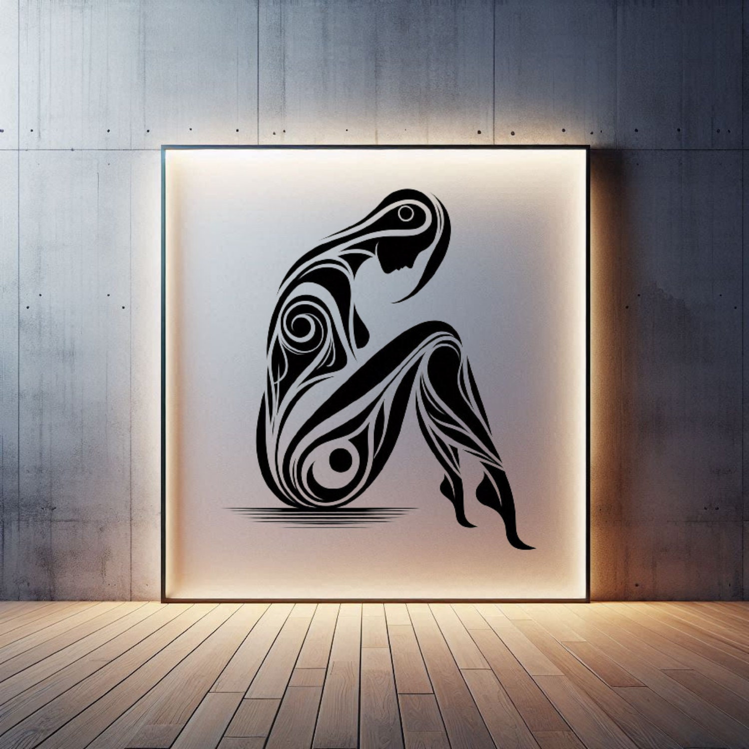 Sad Woman Line Art Silhouette 2D Stl File, Bohemian Woman Wall Art Stl ...