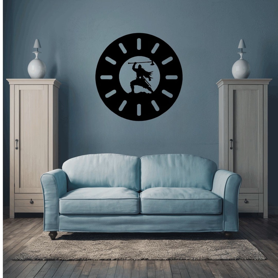 Warrior Axe Silhouette Clock Wall Clocks, Stl, Dxf and Svg Files for 3D ...